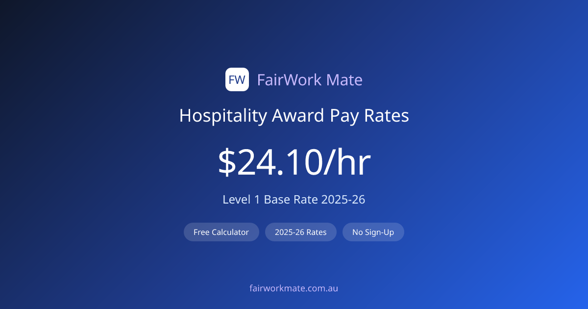 Hospitality Award Pay Rates 2025-26 — Hourly, Casual & Penalty Rates ...